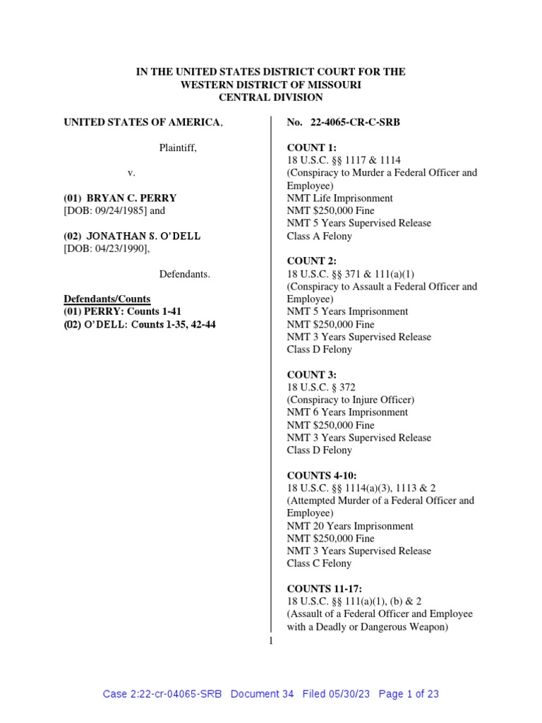 Indictment Charges Missouri Man With Conspiracy To Murder A Federal ...