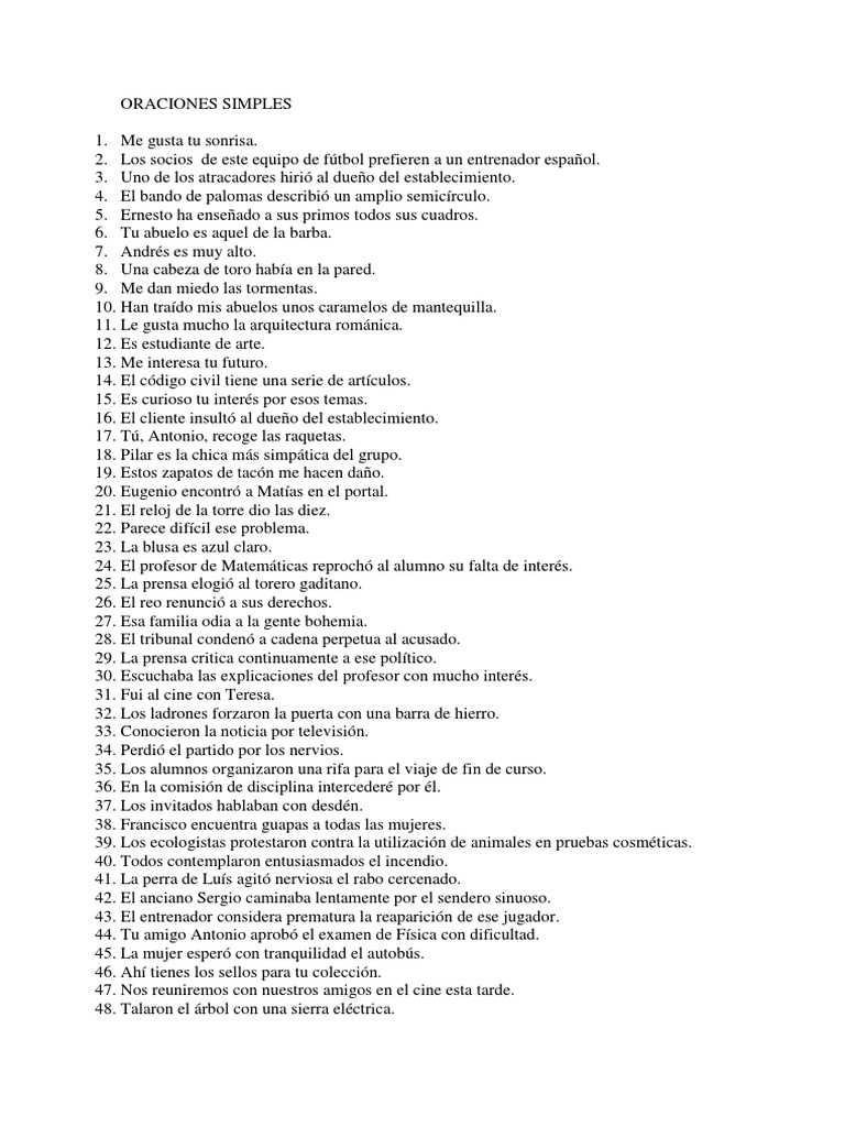 Oraciones Simples | PDF
