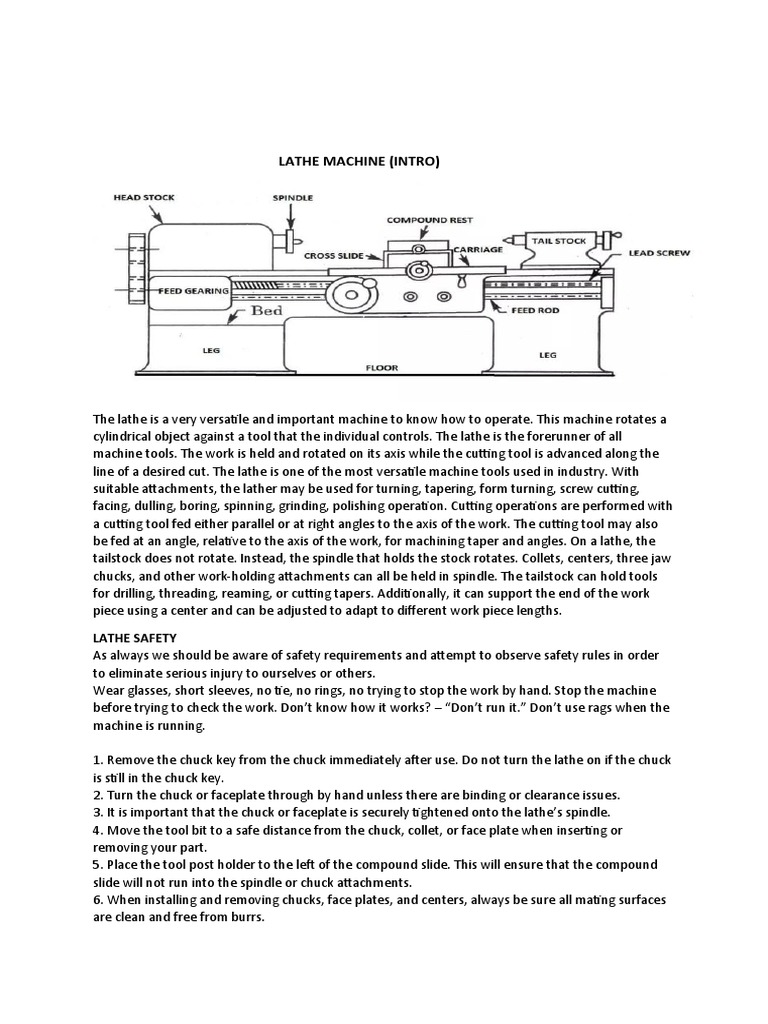 Lathe Operation & Safety Guide | PDF | Machining | Drilling