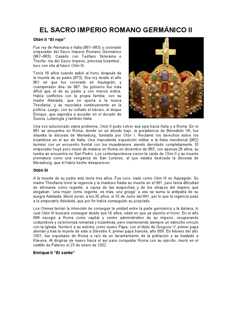 El Sacro Imperio Romano Germánico Ii | PDF | Santo Imperio Romano | Monarcas europeos