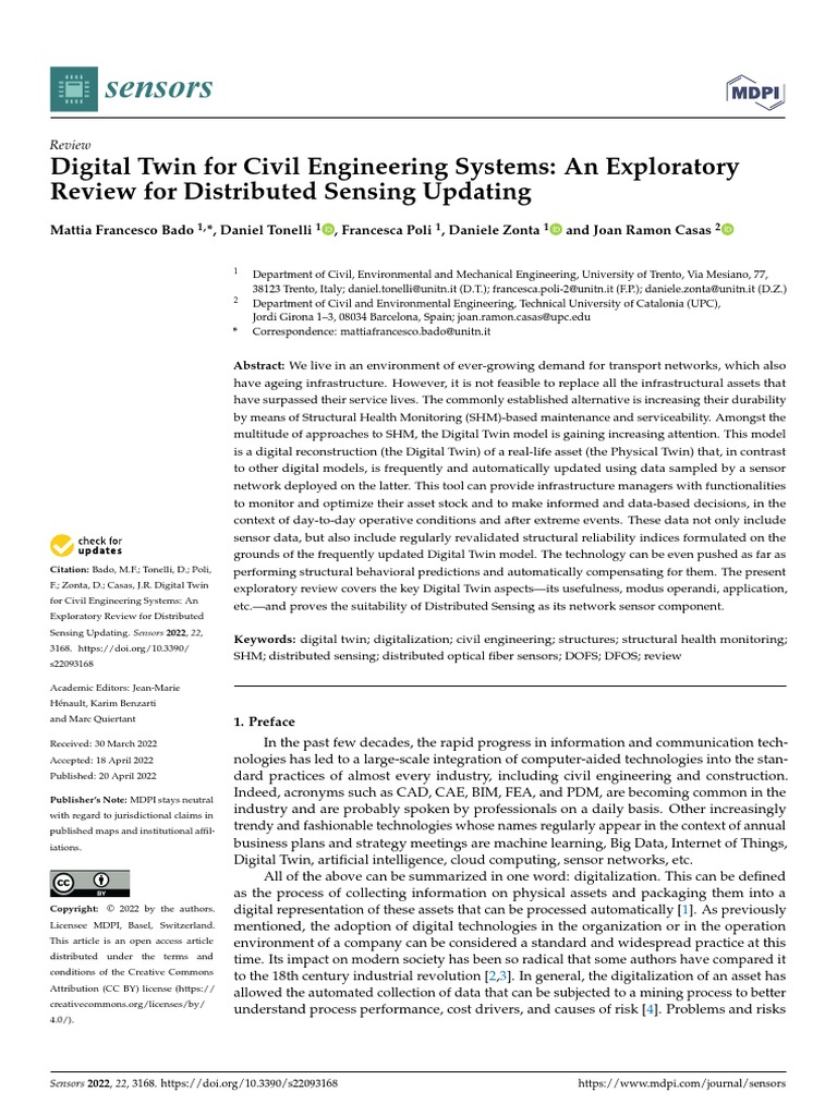 Digital Twin For Civil Engineering Systems: An Exploratory Review For ...