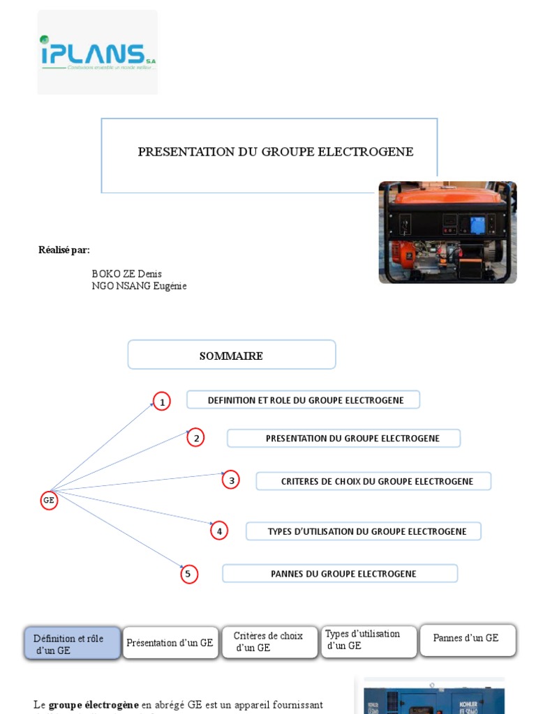 Présentation Sur Le Groupe Électrogène | PDF | Puissance (physique ...