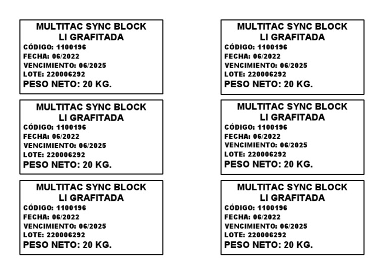 Etiqueta Multitac Sync Block Li Grafitada | PDF