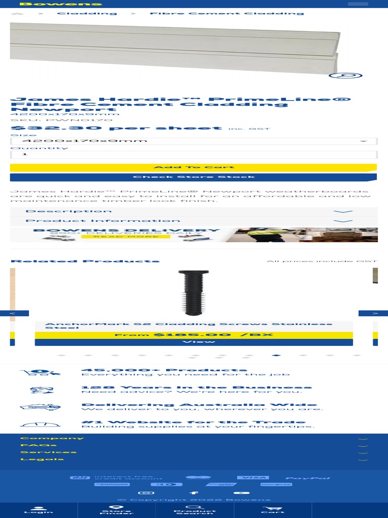 James Hardie™ PrimeLine® Fibre Cement Cladding Newport Bowens | PDF