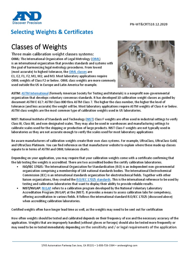 Selecting Weights and Certificates - 1 AND | PDF | Calibration | Weight