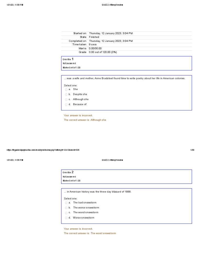 QUIZ 2 - Attempt Review2 | PDF