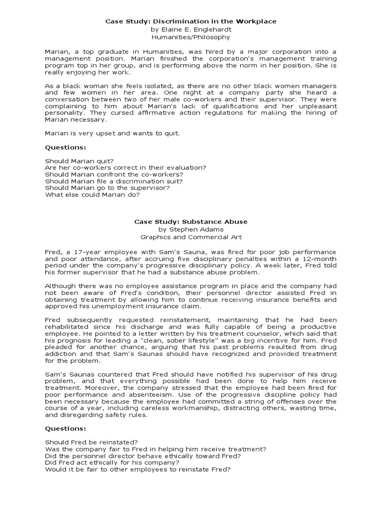 5.03E Ethics Case Study Workplace Discrimination | PDF | Employment ...