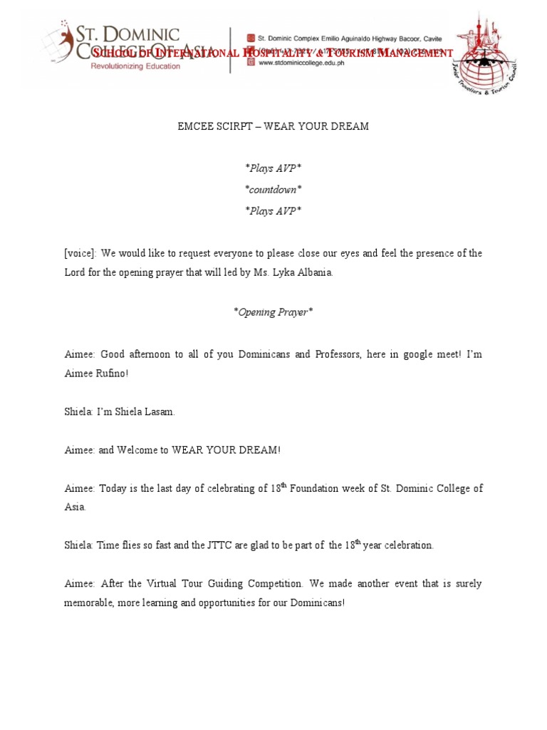 Event Script Wear Your Dream | PDF