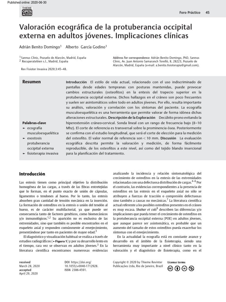 Valoración Ecográ Fica de La Protuberancia Occipital Externa en Adultos ...