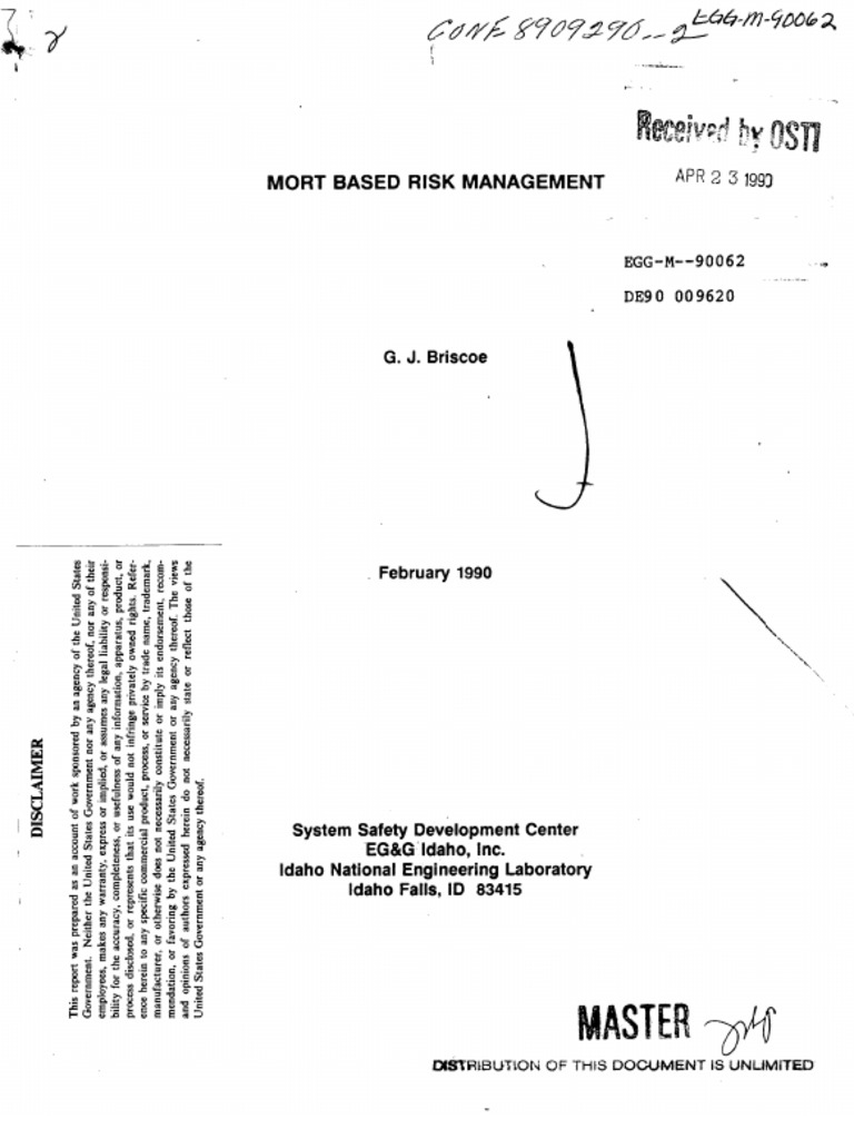 MORT | PDF | Risk | Risk Assessment
