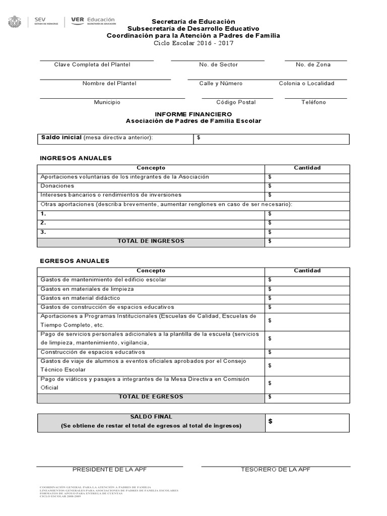 Informe Financiero Anual Apf | PDF