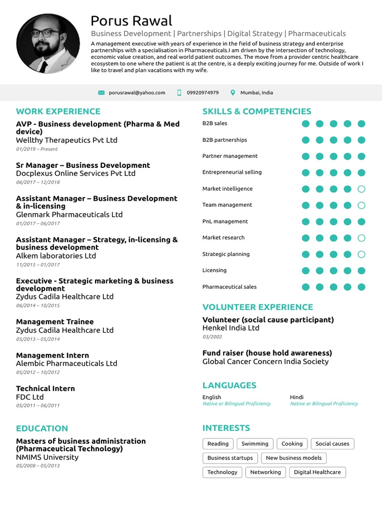 Porus Rawal - Resume | PDF | Business | Economies