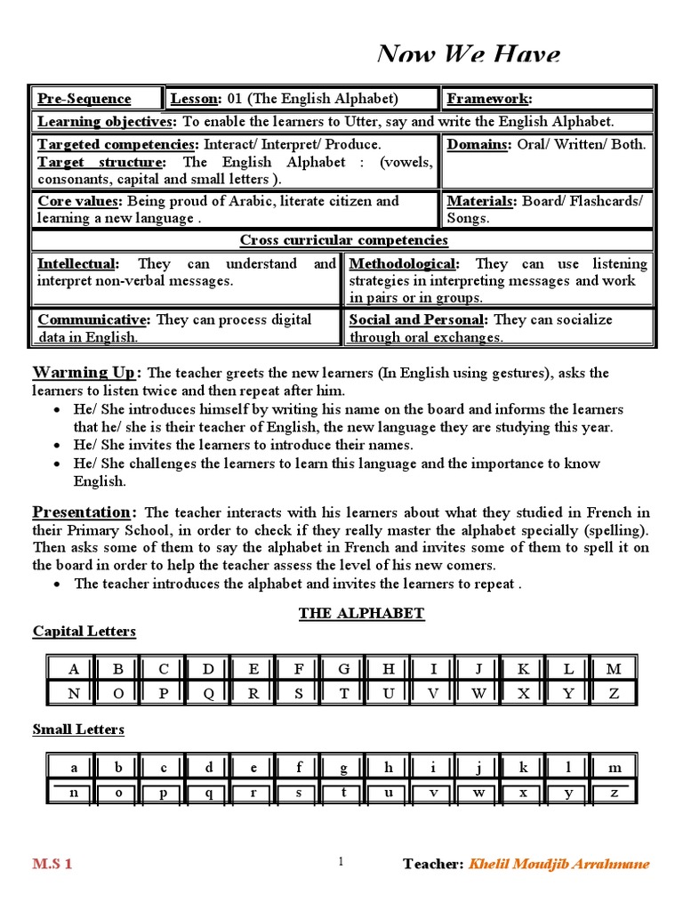 MS 1 - 2nd Generation Pre-Sequence - Now We Have English - by Khelil Moudjib Arrahmane 2018-2019 ...