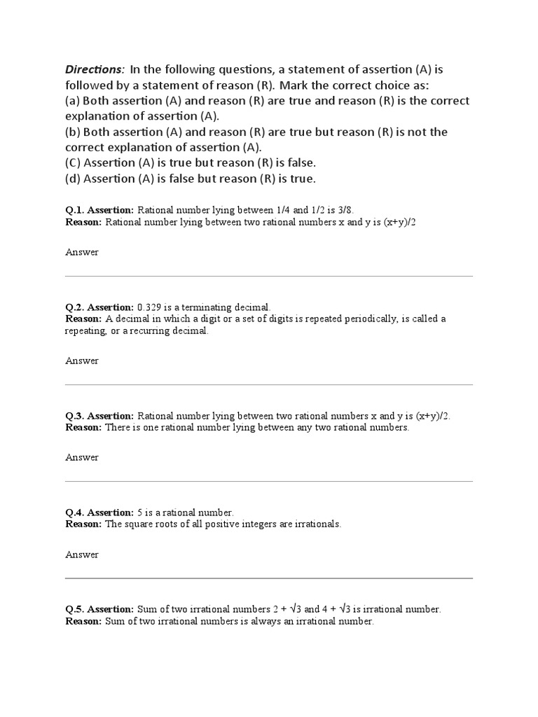 CH 1 Assertion Reason | PDF