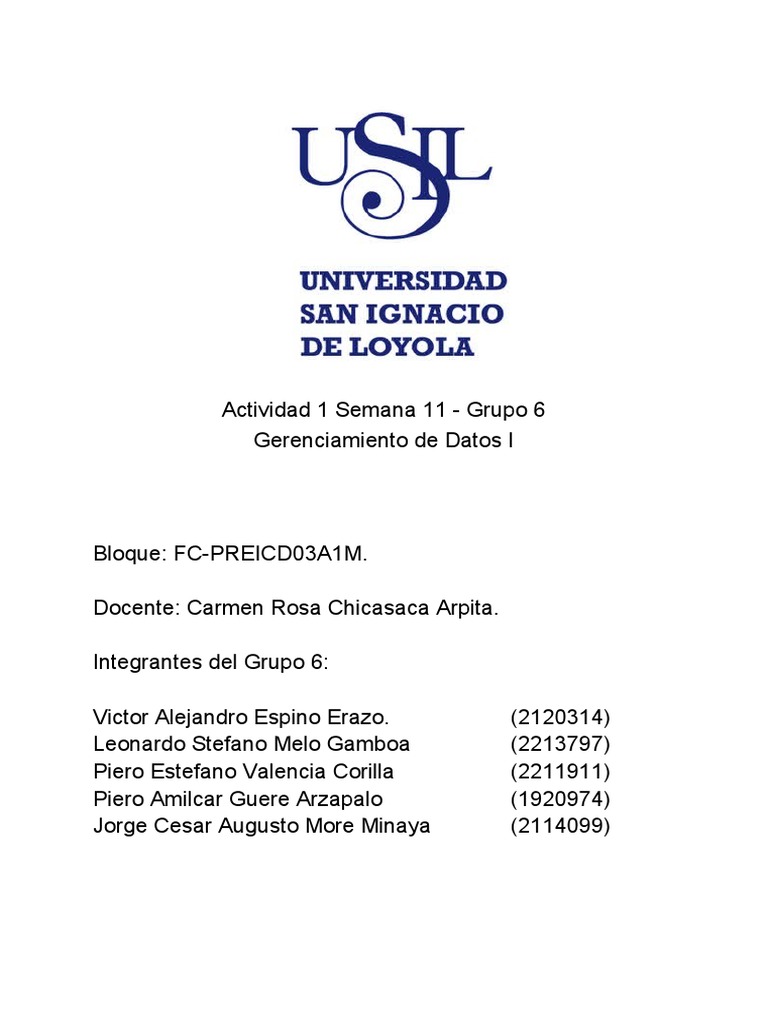 Actividad 1 Semana 11 - Grupo 6 | PDF | Ciencias de la Información | Gestión de tecnología de la ...