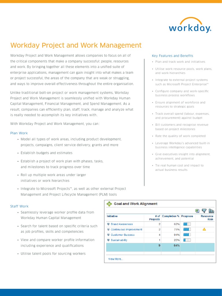 Datasheet Workday Project Work Management Uk | PDF