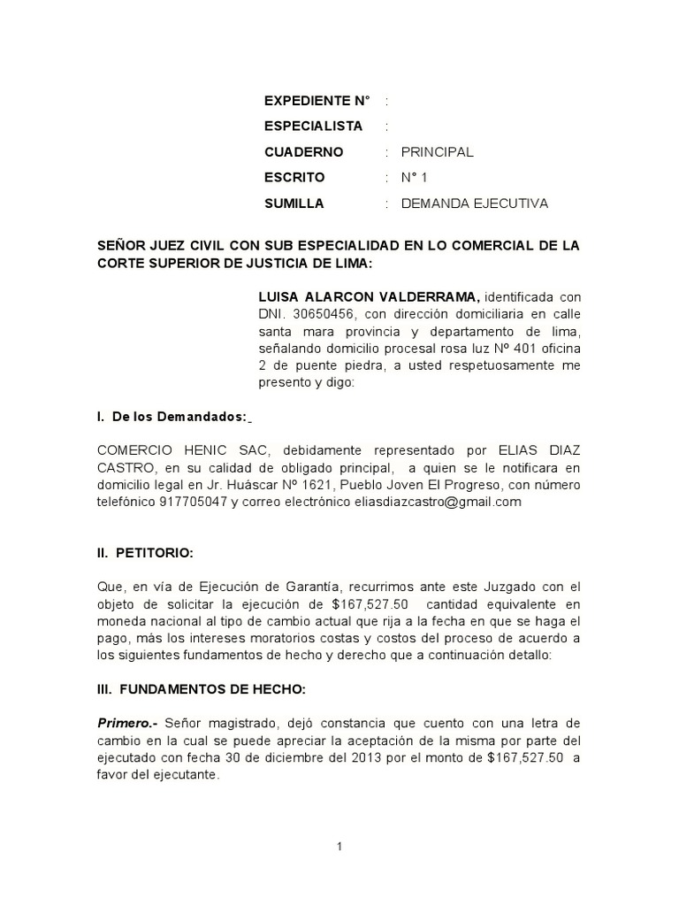 Demanda de Ejecucion | PDF