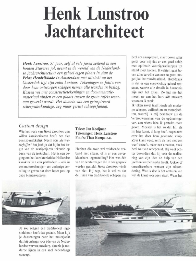 SDZ 1987 Nr01 Februari Henk Lunstroo Jachtarchitect | PDF