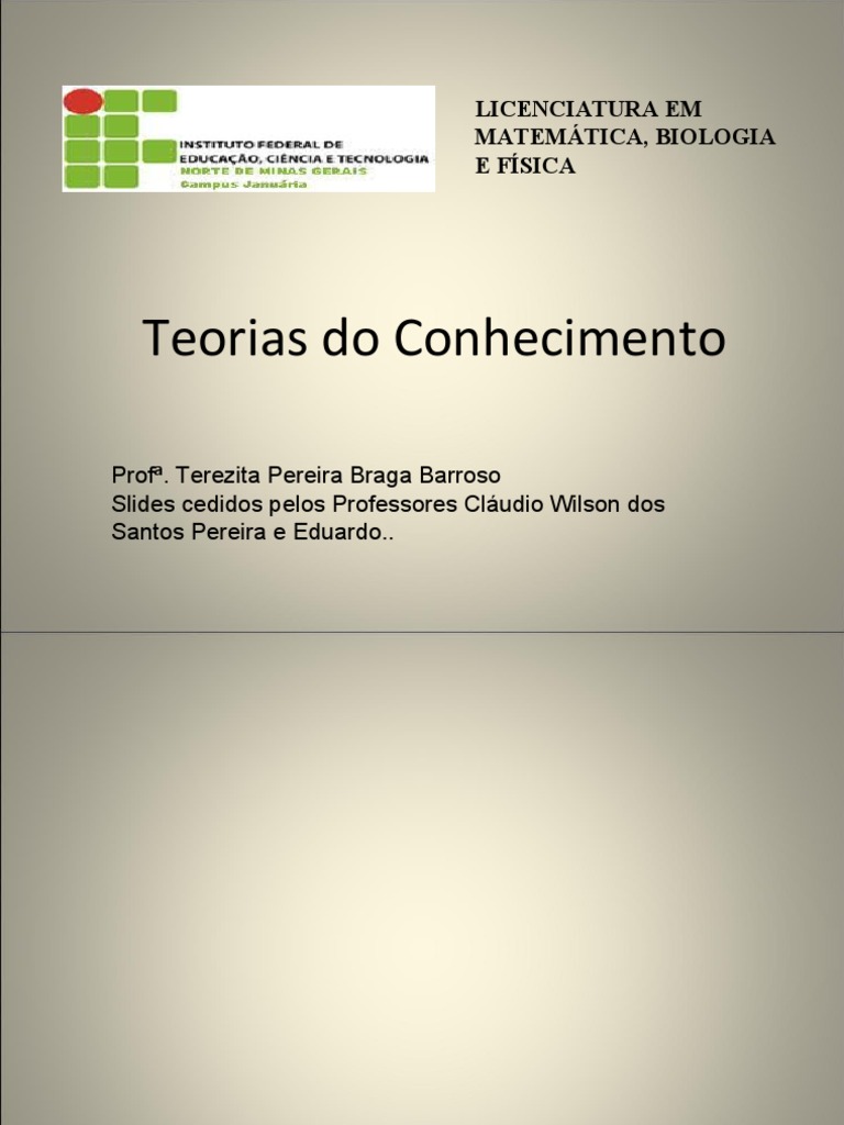 Teorias do Conhecimento Filosófico | PDF | Aristóteles | Ontologia
