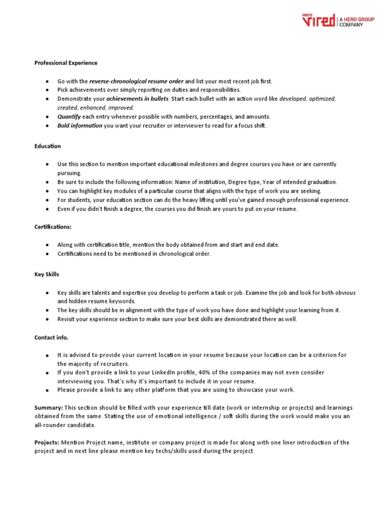 Resume Guidelines | PDF | Résumé | Behavior Modification