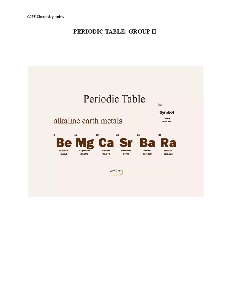 Akaline Earth Metals - Group 2 Notes | PDF | Ion | Atomic