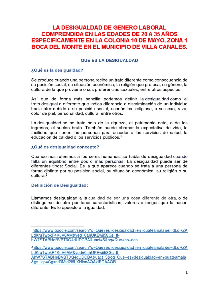 La Desigualdad de Genero | PDF