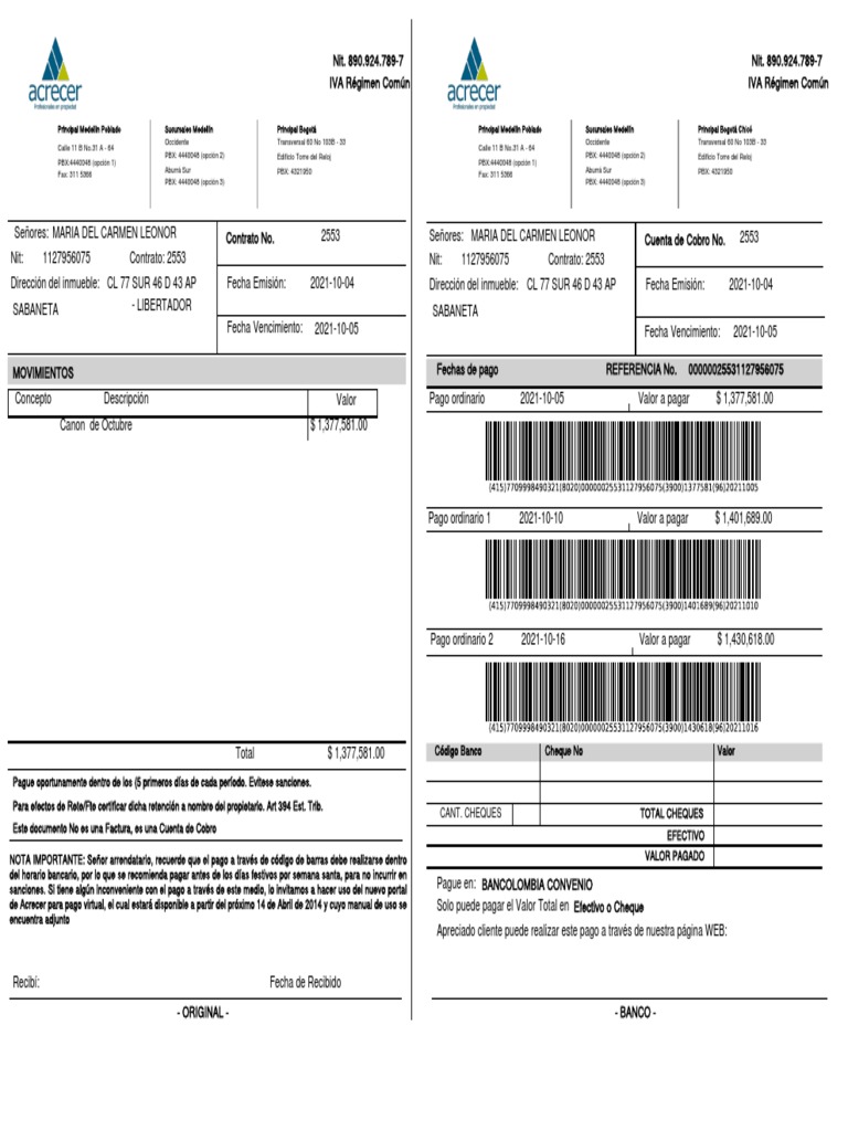 Codigo de Barras 2553 | PDF | Cheque | Industrias de servicio