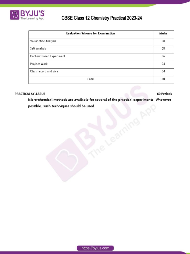 Cbse Class 12 Chemistry Practicals 2023 24 Pdf Sodium Hydroxide Salt Chemistry 