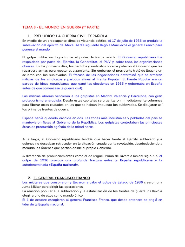 Tema 8 - El Mundo en Guerra | PDF