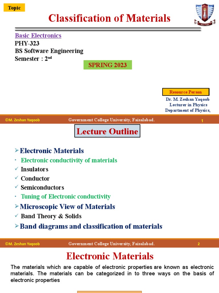Electronic Materials Classification Guide | PDF | Electrical ...