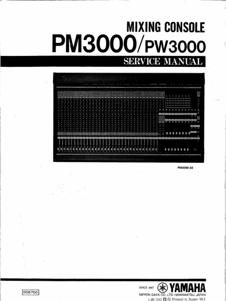 Yamaha Pm-3000 Pw-3000 Mixing Console | PDF