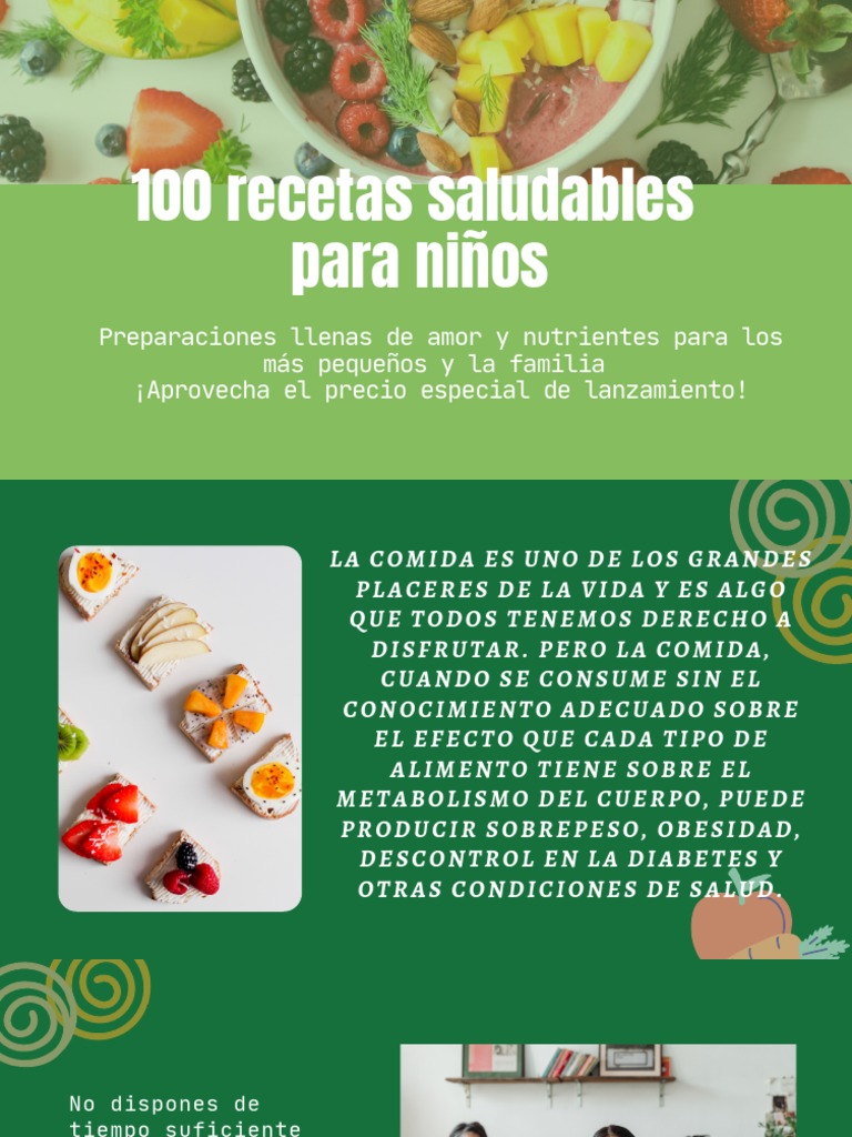 de Presentación - 100 Recetas Saludables para Niños | PDF | Cocina, comidas y vino