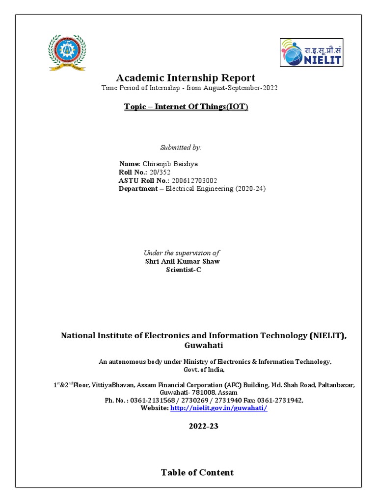 IOT Internship Report For College | PDF