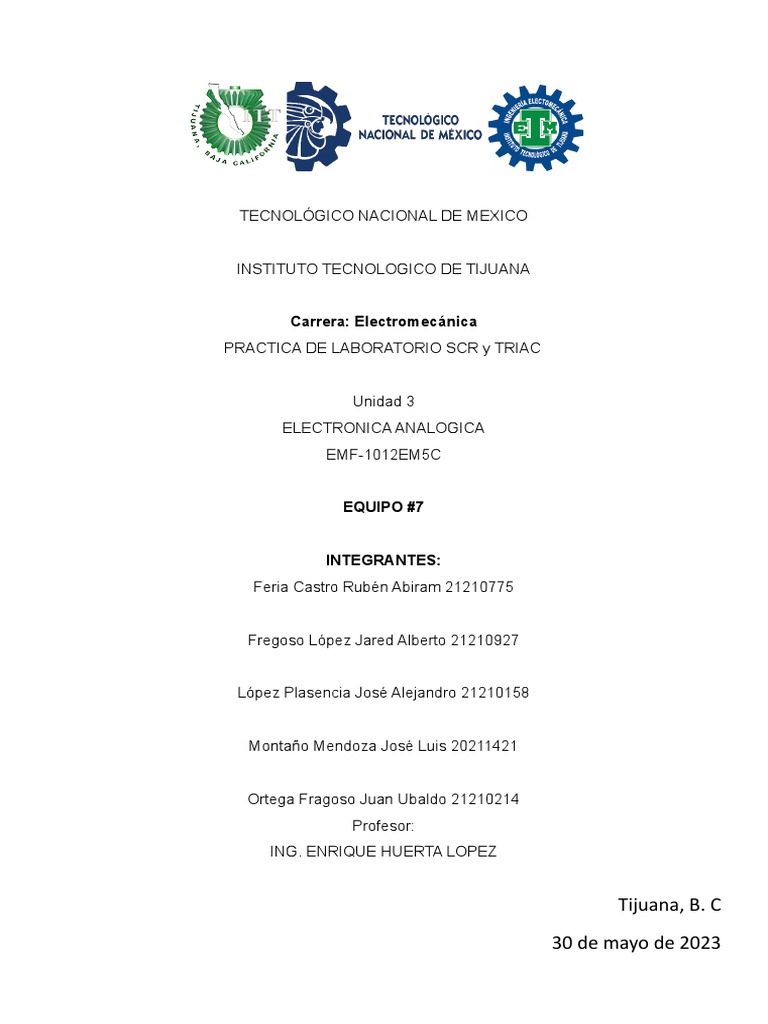 Practica SCR-y-TRIAC | PDF | Corriente eléctrica | Componentes eléctricos