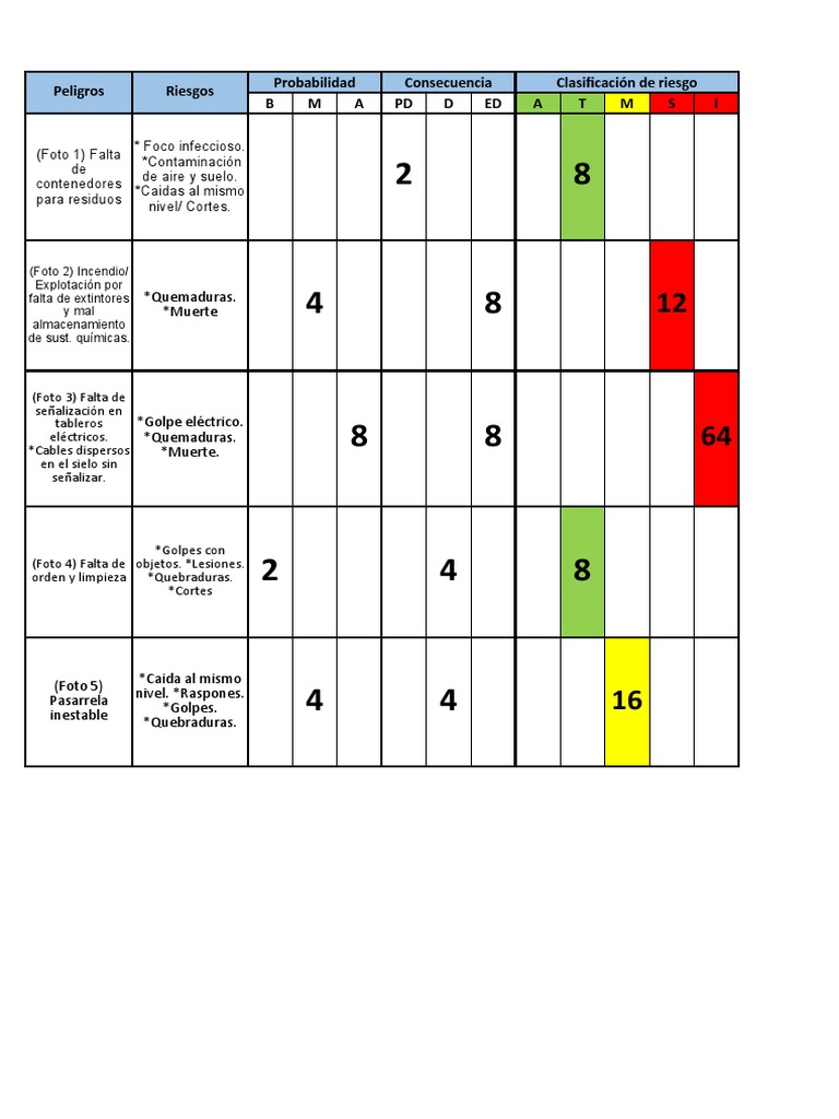 Matriz de Riesgos. EXCEL para Editar | PDF