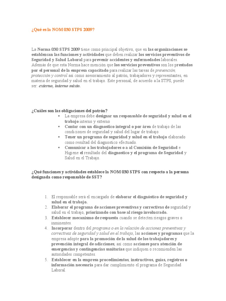 NOM 030 STPS: Seguridad y Salud Laboral | PDF | Seguridad y salud ...