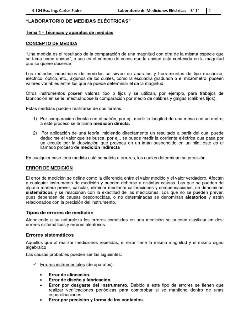 Tema 1 - Errores | PDF | Medición | Exactitud y precisión