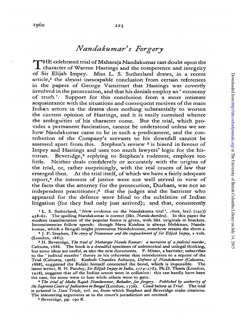J. Duncan Derrett, Nandakumar's Forgery 2 | PDF