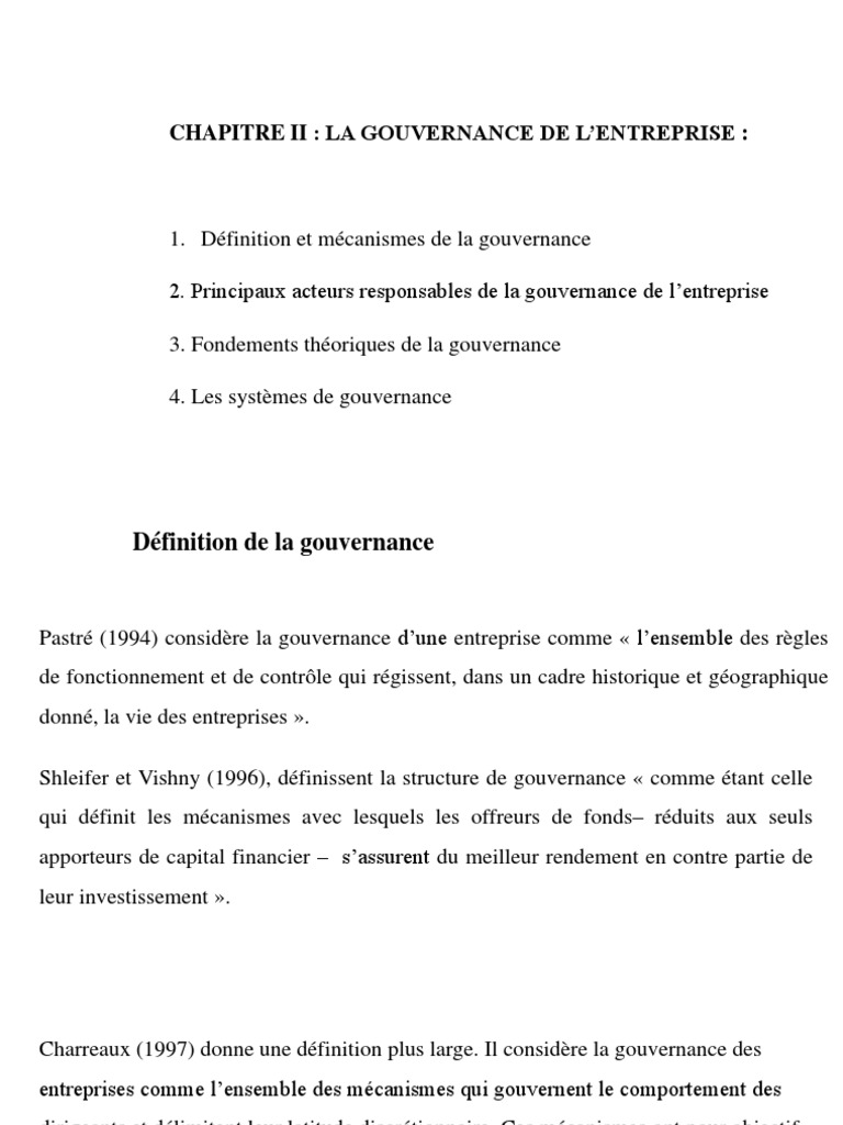 Chapitre II III | PDF | Business | Gouvernance