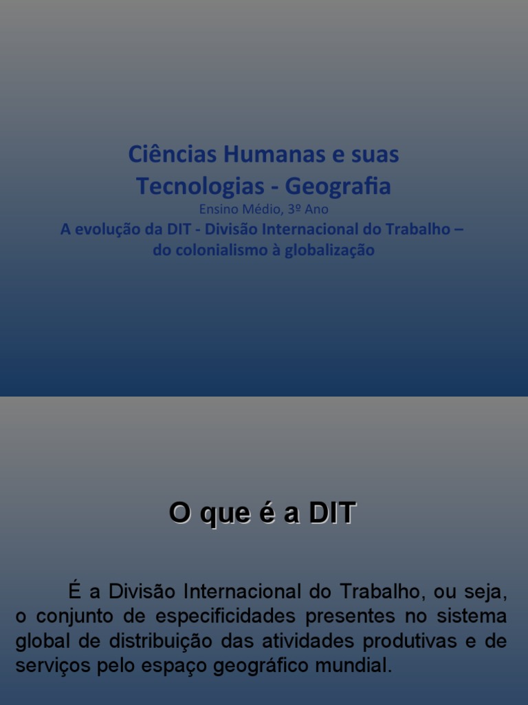A Evolução Da DIT - Divisão Internacional Do Trabalho - Do Colonialismo ...