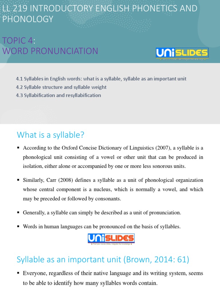 LL 219 - Module 4.0 | PDF | Syllable | Consonant