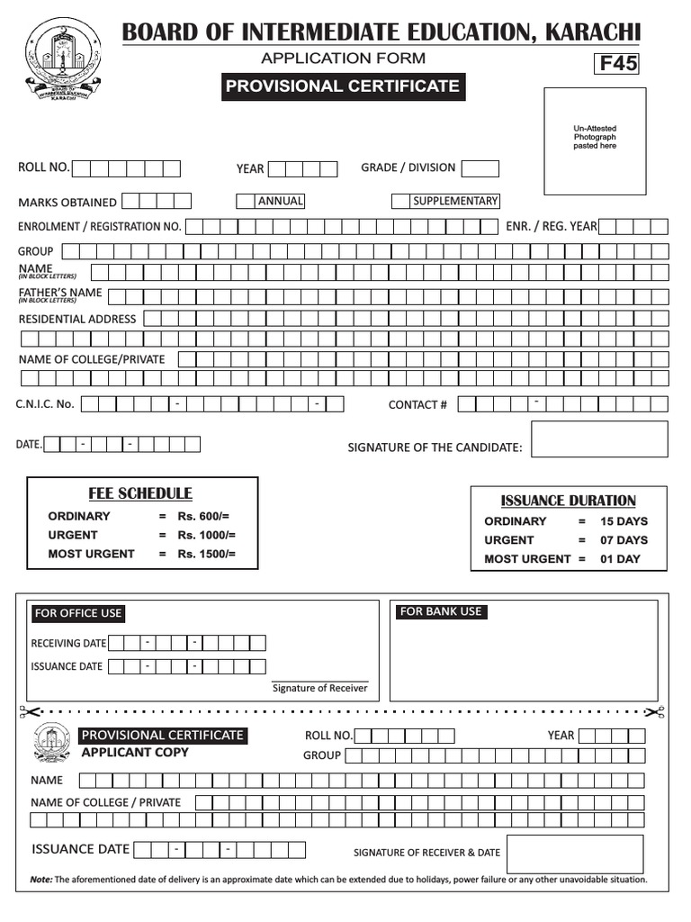 Provisional Certificate Form | Download Free PDF | Government