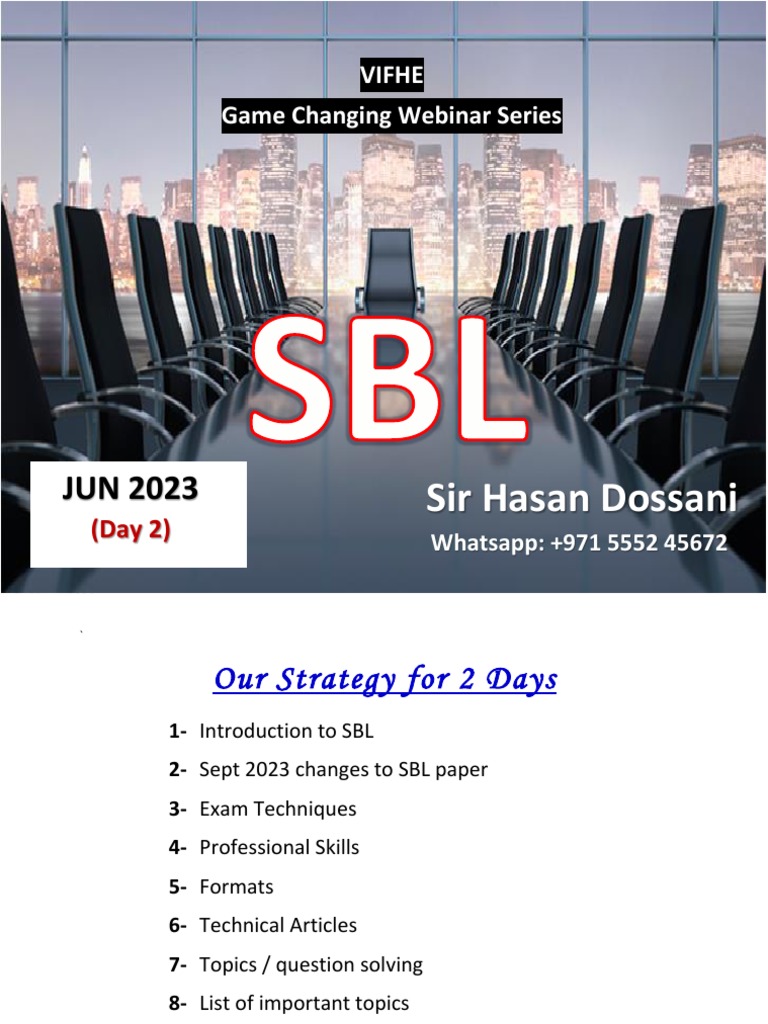 Day 2 - SBL Practice To Pass by Hasan Dossani (JUN 2023) | PDF