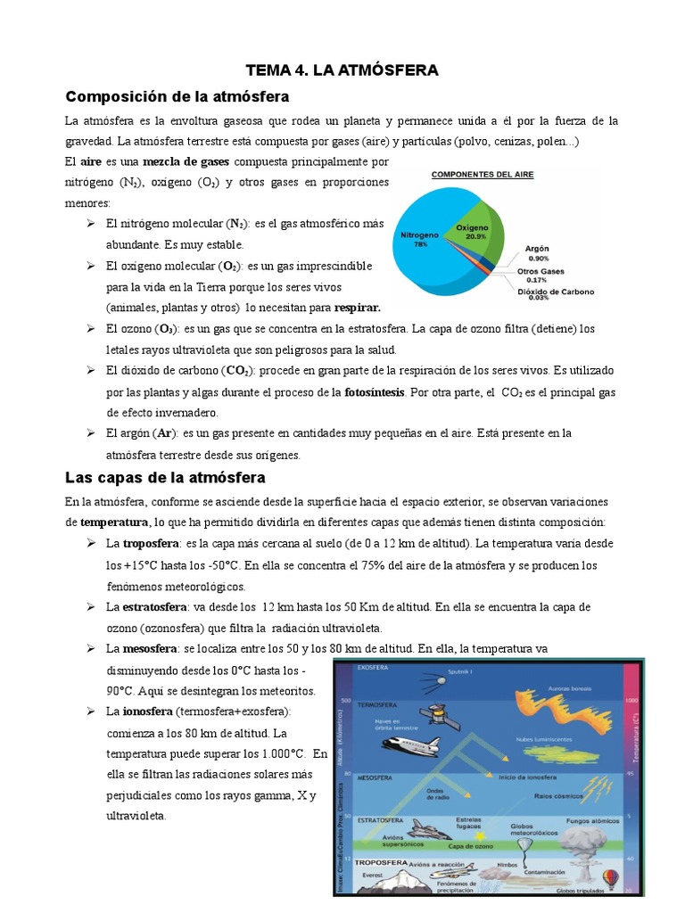 Tema Atmosfera e Hidrosfera 1ºeso | PDF | Atmósfera | Atmósfera de tierra