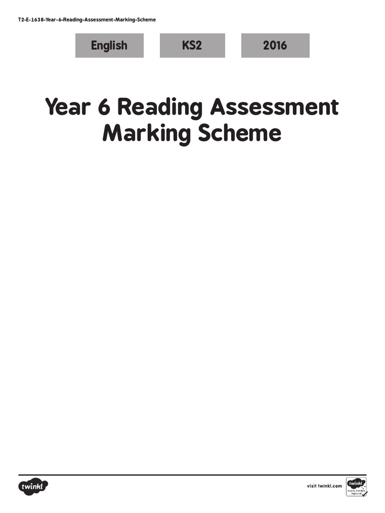 YEAR 6 Reading Assessment Mark Scheme | PDF