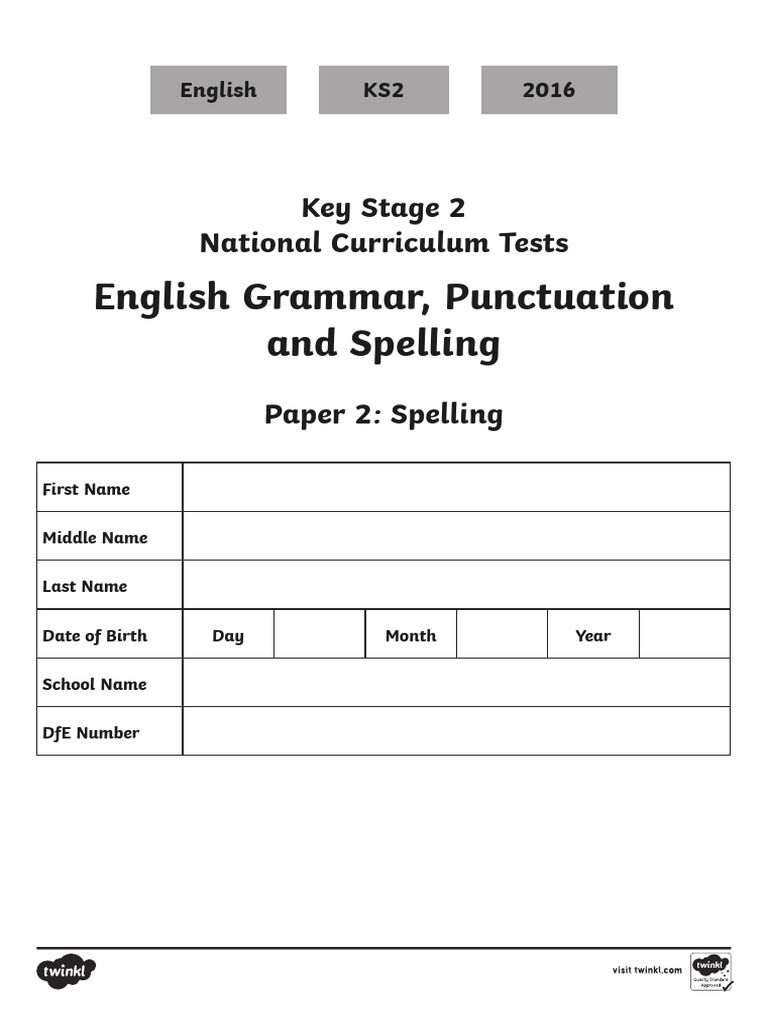 YEAR 6 Paper 2 Spelling | PDF