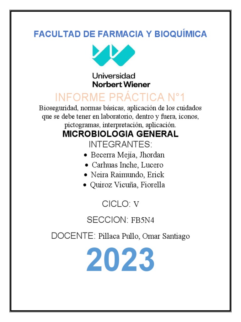 Informe 1 Microbiologia | PDF | Laboratorios