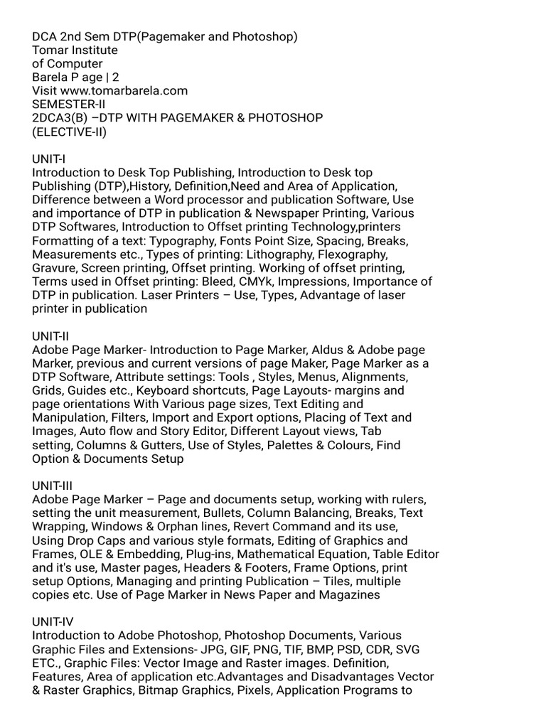 DTP with Pagemaker & Photoshop Notes | PDF