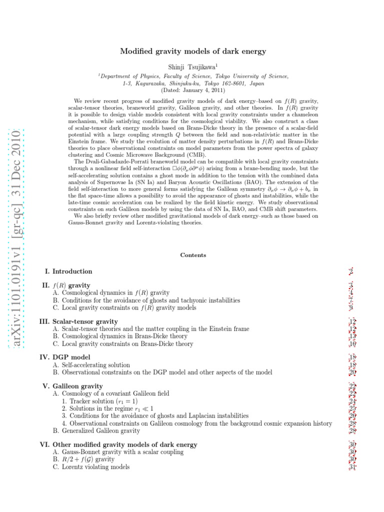 Shinji Tsujikawa - Modified Gravity Models of Dark Energy | PDF | Dark ... Shinji Tsujikawa - Modified Gravity Models of Dark Energy | PDF | Dark ...