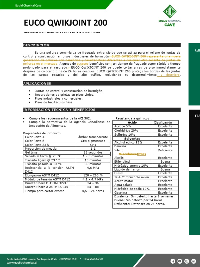 FT - Pc.co.380 Euco Quickjoint 200 v02 | PDF | Hormigón | Agua